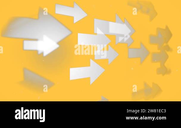 Digital animation of white particles falling over multiple arrow icons ...