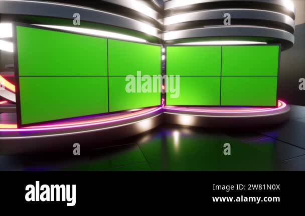 News TV Studio Set - Virtual Green Screen Background Loop motion ...