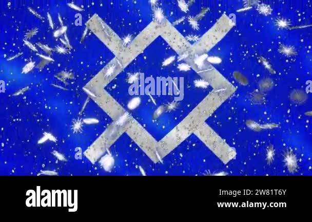 Northern Cheyenne waving flag and snowfall cyclic background for ...