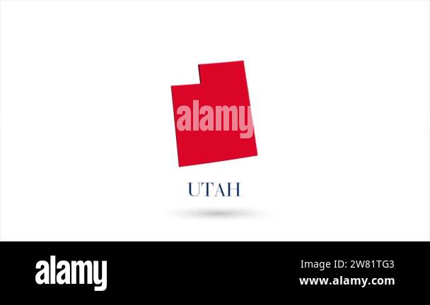 3d animated flat map showing the state of Utah from the United State of ...