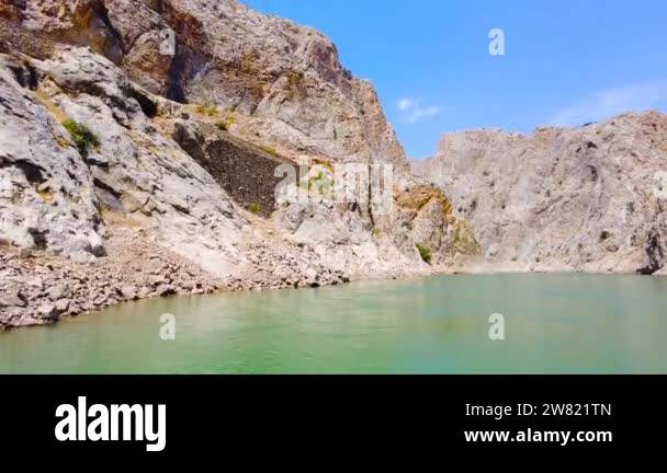 Huge steep cliffs canyon in the Euphrates River delta, Dramatic ...