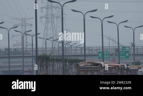 Electrical Power Lines And Transmission Towers in Chengdu China Stock ...