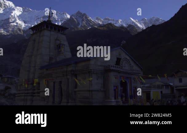 Morning view of Kedarnath temple. Kedarnath peak in background Stock ...