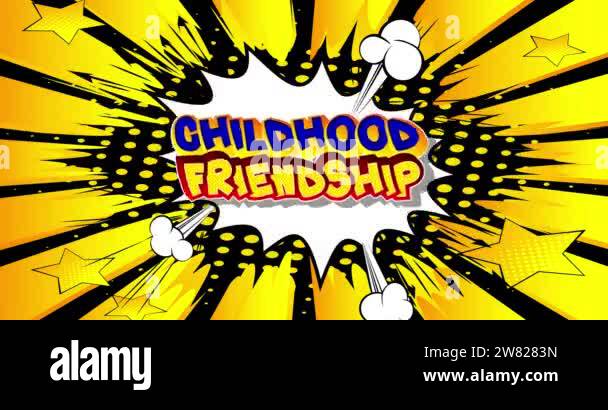 Childhood Friendship. Motion poster. 4k animated Comic book word text ...