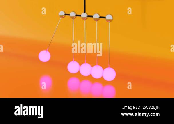 Animation with glowing Newton balls. Design. 3D Newtons pendulum to ...