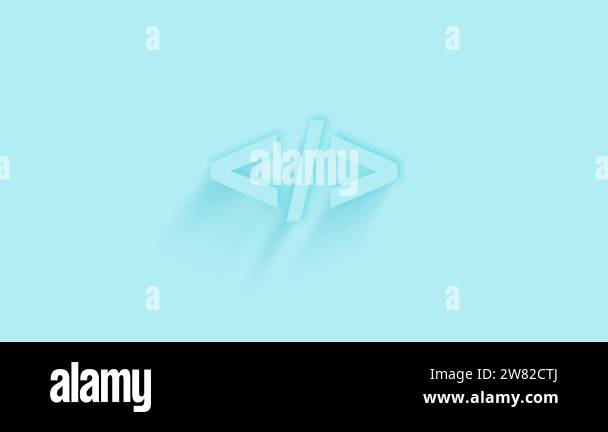 Animated Coding Code Html Programming Language Icon With Shadow On Blue Background Neumorphism