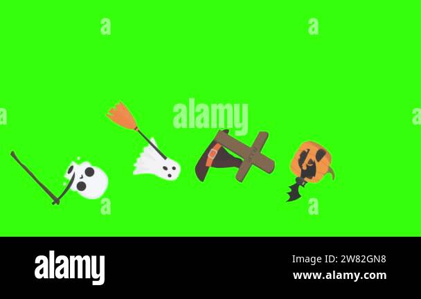 Group of Halloween graphic elements animation green screen Chroma key ...