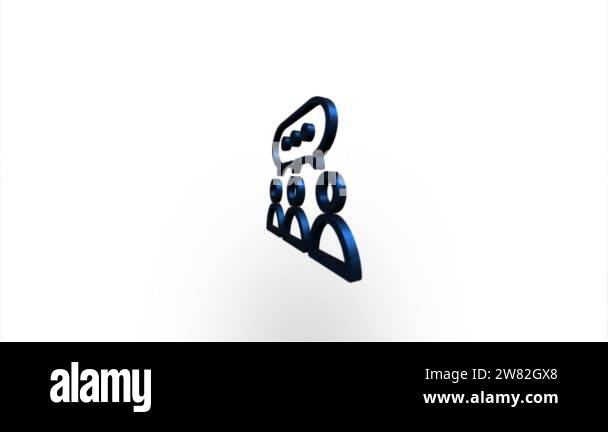 Blue people group with bubble speeche icon flipping, rotation. Elegant ...