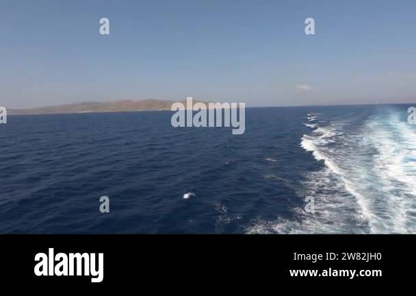 Beautiful deep blue Mediterranean Sea water. Ocean waves. Cruise ship ...