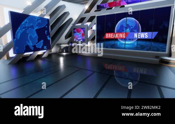 News TV Studio Set - Virtual Green Screen Background Loop motion ...