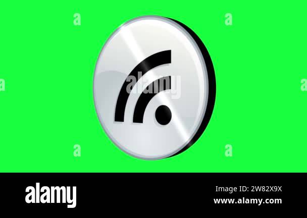 Loopable animated RSS FEED 3d logo rotating in Green Screen 4K UHD ...