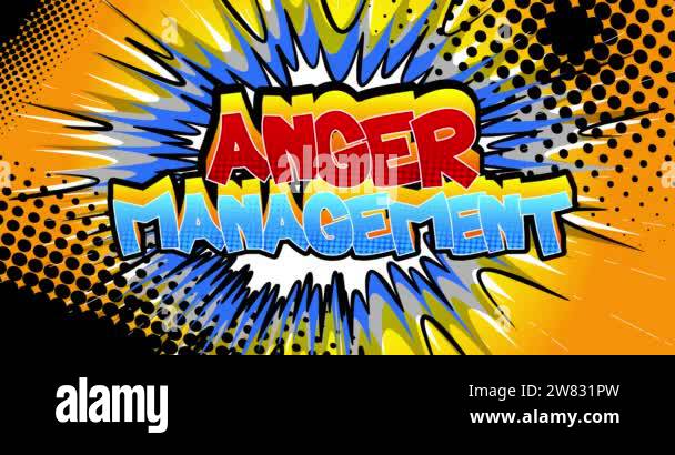 Anger Management. Motion poster. 4k animated red Comic book word text ...