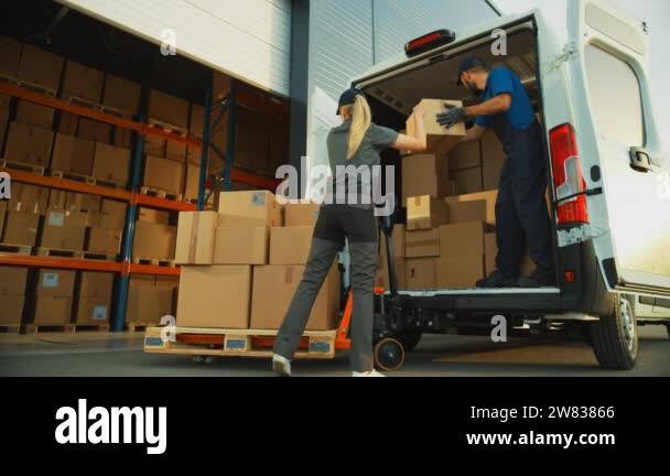 Warehouse workers loading van vehicle Stock Videos & Footage - HD and ...
