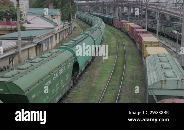 Odessa Ukraine - July 2021: Transportation and delivery of cargo in containers between cities ...