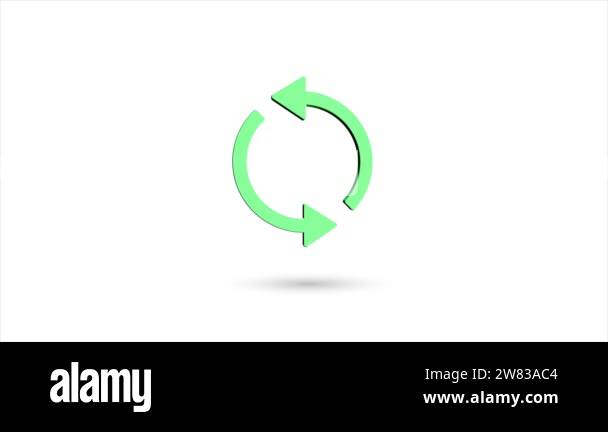 3d animated flat recycle symbol icon with shadow isolated on white ...