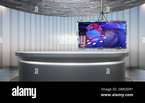 3D Virtual TV Studio News , TV On Wall.3D Virtual News Studio Background Loop Stock Video ...