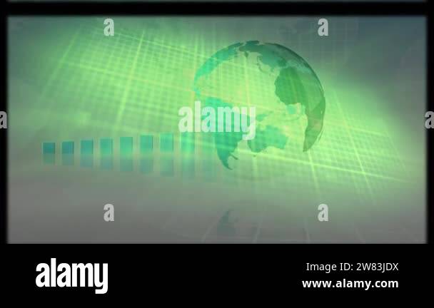 Animation of circular scope and slipping frame over over graph, globe ...