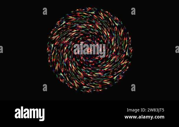 animated circle shape of colorful flashing lights, on black background ...