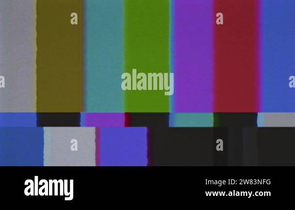 VHS. No Signal. SMPTE color bars with VHS effect. Old CRT TV color ...