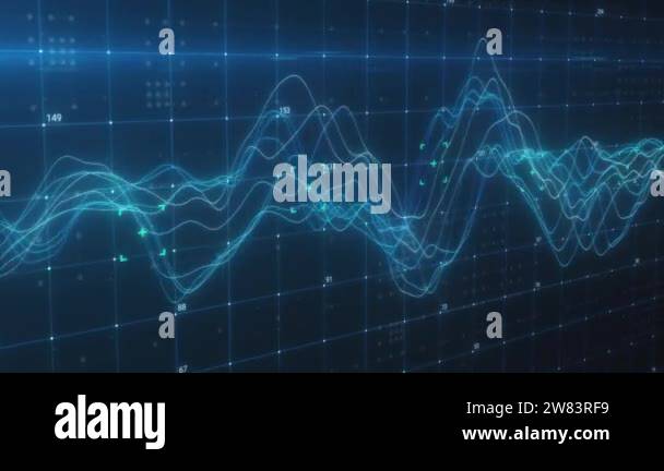 Wave stock markets blue chart 3d loop animation. Different market ...