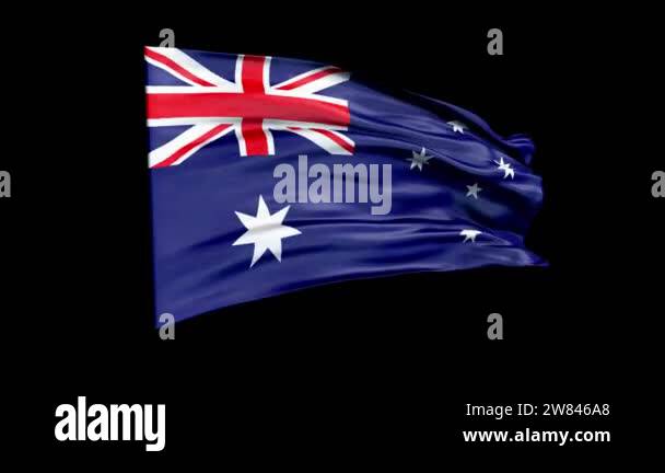 Realistic Australia flag is waving 3D animation. National flag of ...