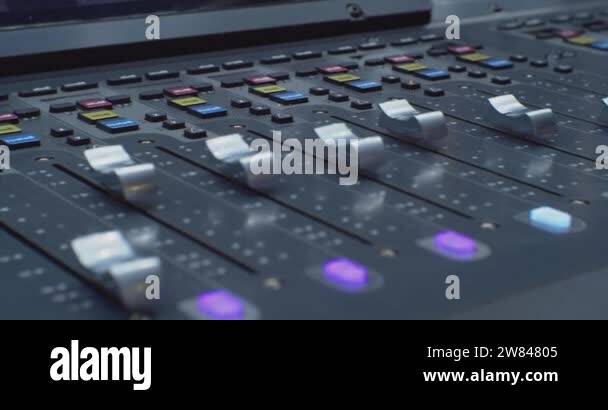 modern sound equipment.digital audio console for audio control.close-up ...