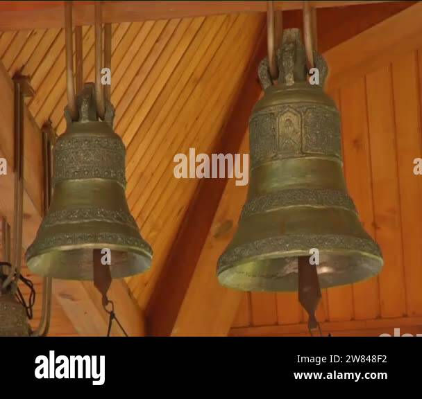 Two Bells Domes at Orthodox Church Chapel Bells Domes under the Ceiling ...