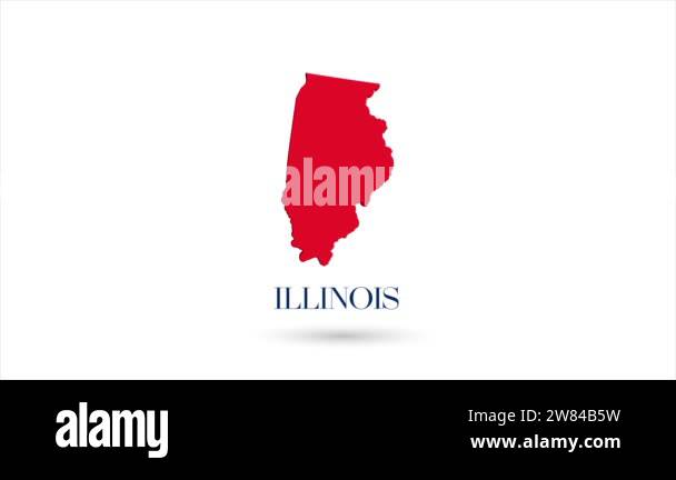 3d animated flat map showing the state of Illinois from the United ...