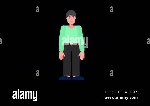 2D flat design cartoon character animation in 4k resolution, hand and ...