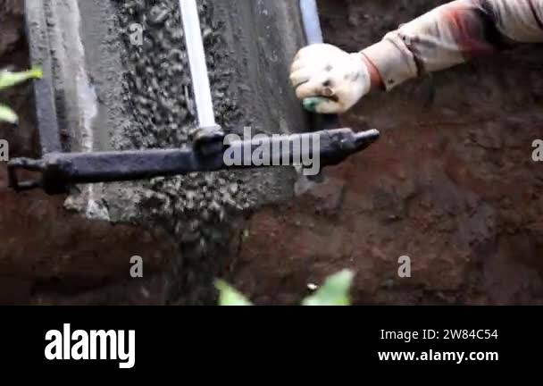 Concrete mixer truck gutter along which liquid flows concrete mixture ...