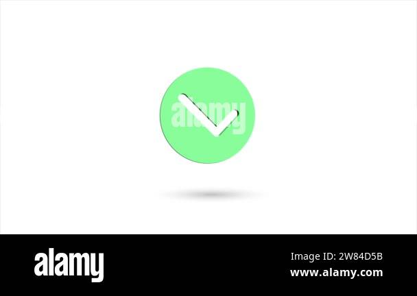 3d animated flat check mark icon with shadow isolated on white ...