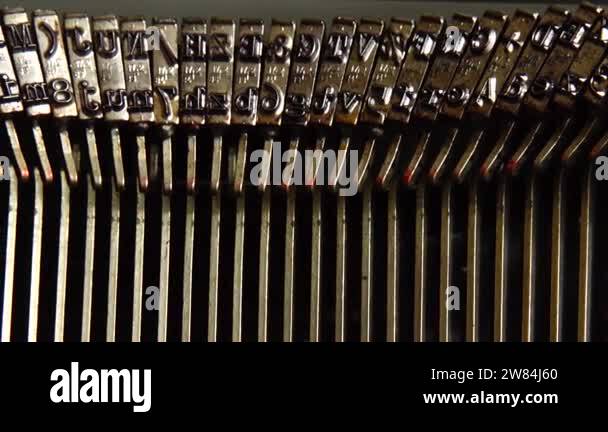 Mechanism of a retro typewriter. Old typewriter hammers. Close up Stock ...