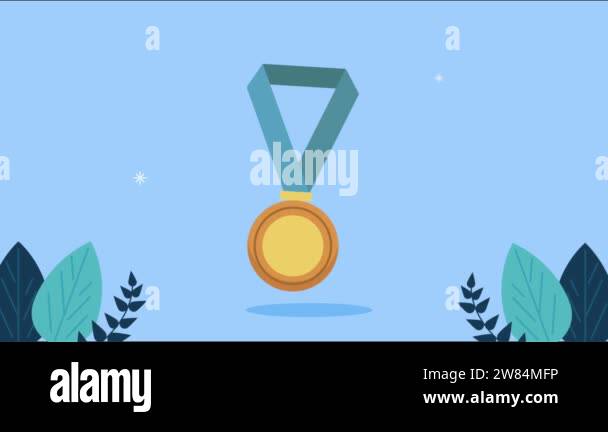 golden medal award champion animation Stock Video Footage - Alamy