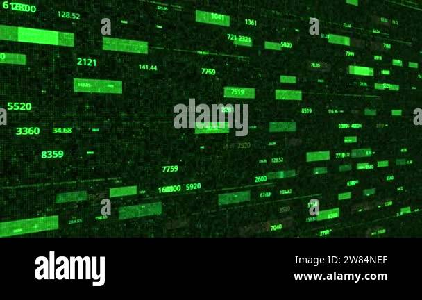 Animation with stream of numbers in matrix space. Motion. Numerical ...