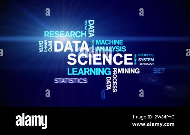 4k Data Science Animated Tag Word Cloud,Text Design Animation seamless ...