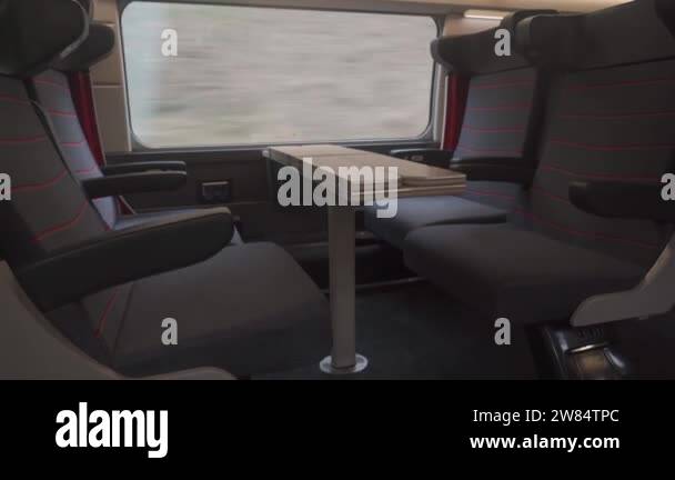 Comfortable seat in first class on TGV train first class. French train ...