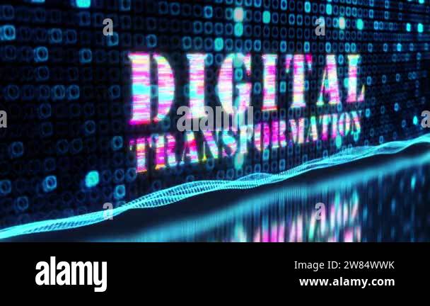 3d Animation Of Digital Transformation Colorful Text Word Flicker Light Animation Loop With
