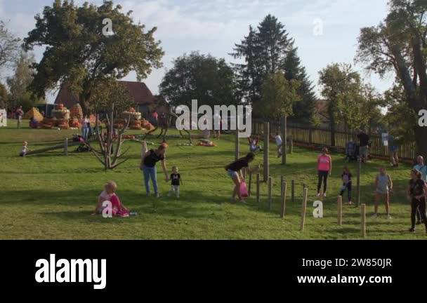 Weekend activities with kids in nature. People having outdoor fun. Ride ...