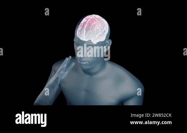 3D stylized animation render transparent man holds his hand near his ...