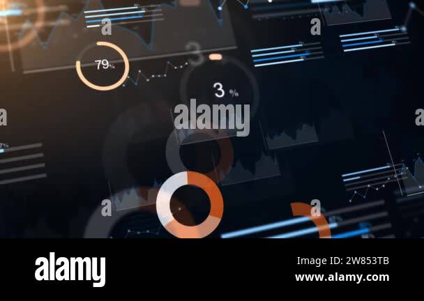 4K 3D Business stock market, trading, infographic graphs, charts ...