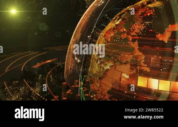 Globe Earth.World.Broadcast design.News. Globe Earth rotation.World map 3D intro.With flares ...