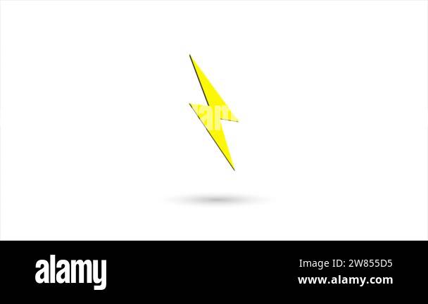 3d Animated Flat Lightning Bolt Icon With Shadow Isolated On White