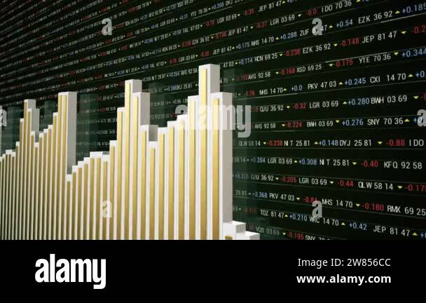 Looping Abstract Stock Market 3D golden Bar and Quotes animation on the ...