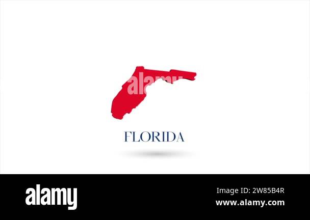 3d animated flat map showing the state of Florida from the United State ...