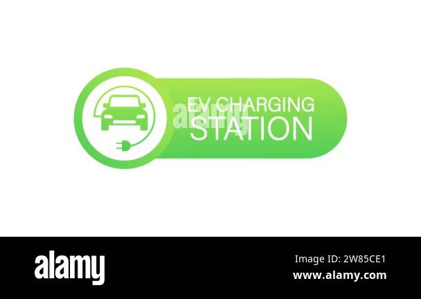 Electric car charging. EV station. Vehicle standing. Motion graphics ...