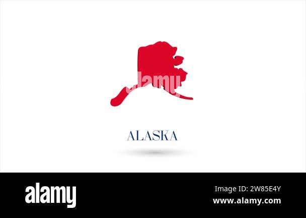 3d animated flat map showing the state of Alaska from the United State ...