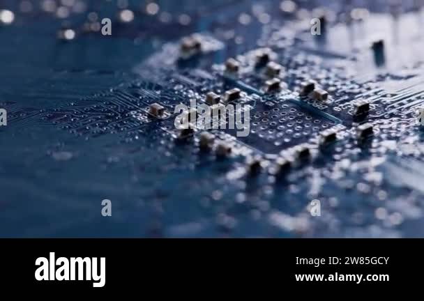 Computer electronic circuit board with radial conductor tracks and SMD ...