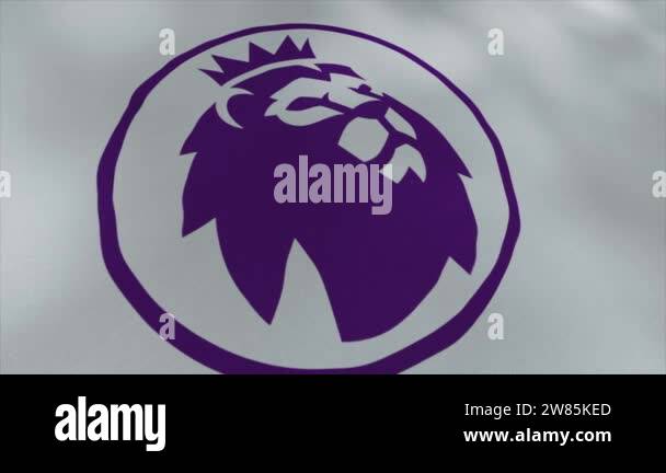 Waving abstract flag with the logo of the new English Premier League ...