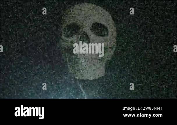 Creepy chattering skull stop motion animation with static overlay Stock ...