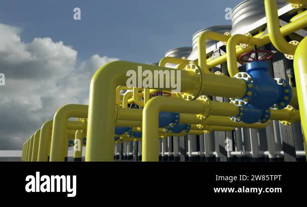 Chiller cooling system at the compressor station. Heat exchanger in ...